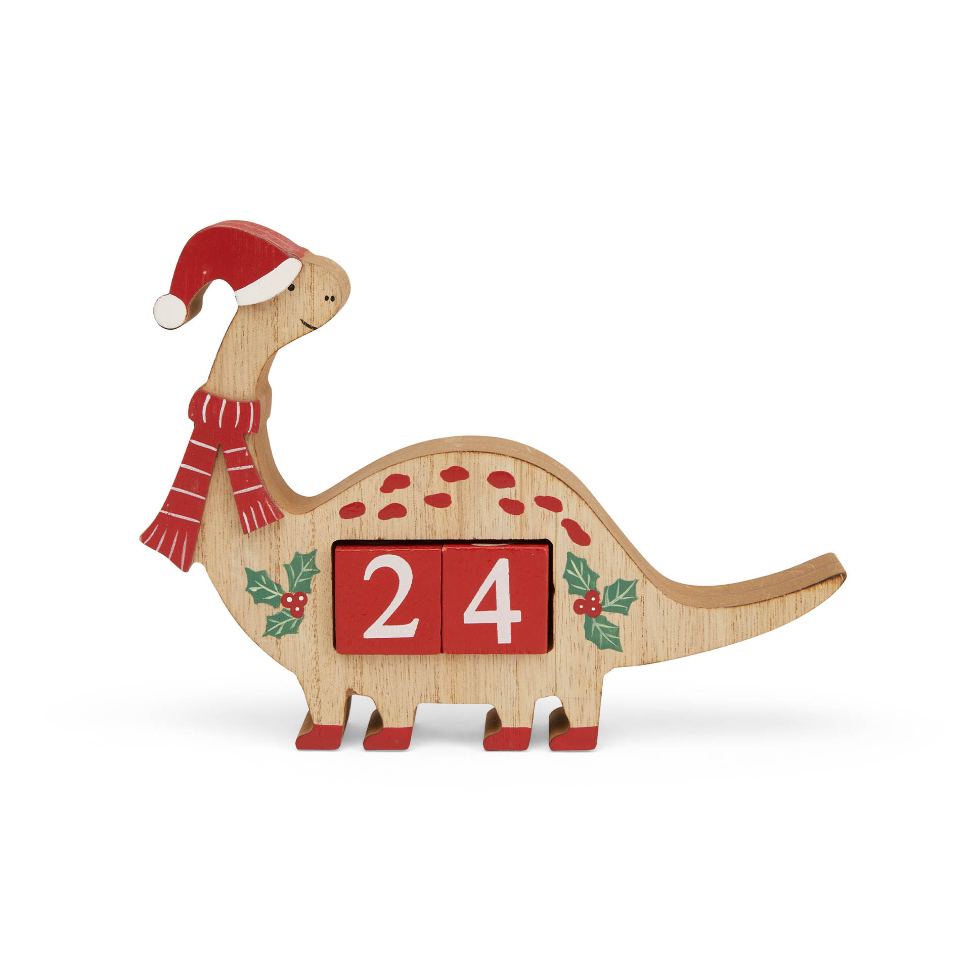 Calendario di Natale dinosauro in legno